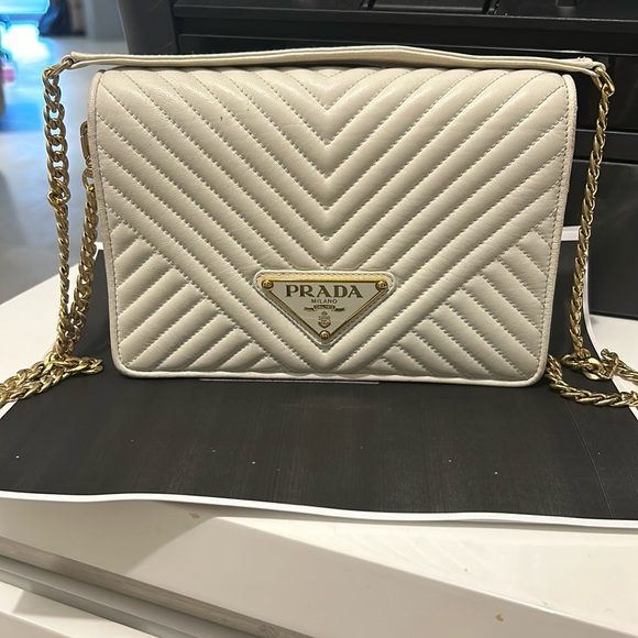 Prada | Bags | Prada Leather Mini White Bag | Poshmark